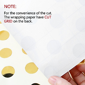 WRAPAHOLIC Wrapping Paper Roll - Gold Print for Birthday, Holiday, Wedding, Baby Shower Packing - 3 Rolls - 30 inch X 120 inch Per Roll