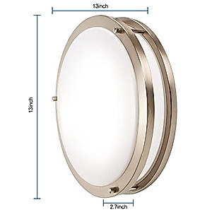 Aulwoouu 36W LED Ceiling Light Fixture, 13in Brushed Nickel Light Fixtures Ceiling Mount, Flush Mount, Dimmable Super Bright 2000 Lumens, 5000K Daylight White Ceiling Lamp for Bedroom, Bathroom etc