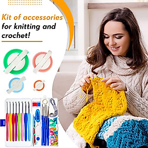 Hand Operated Yarn Ball Winder 3.5 Ounce and Umbrella Swift Basic Combo Set, Wool Pompom Maker, 16 Assorted Sizes Knitting and Crochet Kit for Women Men Hand Thread Weaving Stitch Craft Maker Supply