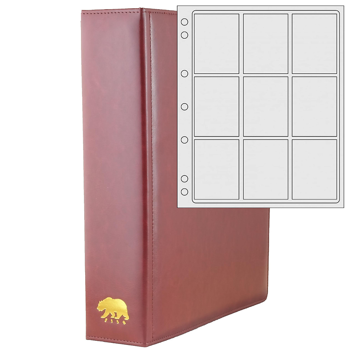 Ursae Minoris Manor Library Album with Collector's Pages for 45 Coins in Standard Certified or Certified-Style Holders PCGS, NGC, ANACS, Lighthouse, Guardhouse, BCW, Ursae Minoris – Burgundy