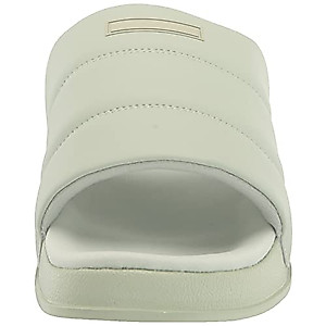 adidas Originals Women's Adilette Essential Slide Sandal, Linen Green/Linen Green/Linen Green, 8