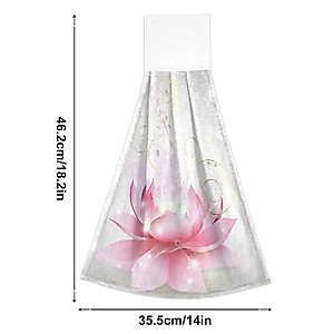 Boccsty Lotus Flower Hanging Kitchen Towels 2 Pieces Glitter Floral Dish Cloth Tie Towels Hand Towel Tea Bar Towels for Bathroom Farmhous Housewarming Tabletop Home Decor