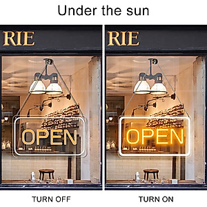 LED Open Sign 16x9 inch, 12V Super Bright Open Signs for Business, Open Neon Sign for Window Party Wall Shop Salon Club Hotel, (Yellow& White), with ON/OFF Switch & Adapter, Horizontal