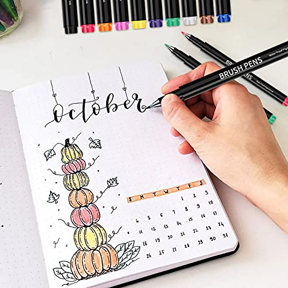 Vitoler Calligraphy Pens Set – 10 Color Brush Tip Markers for Beginners