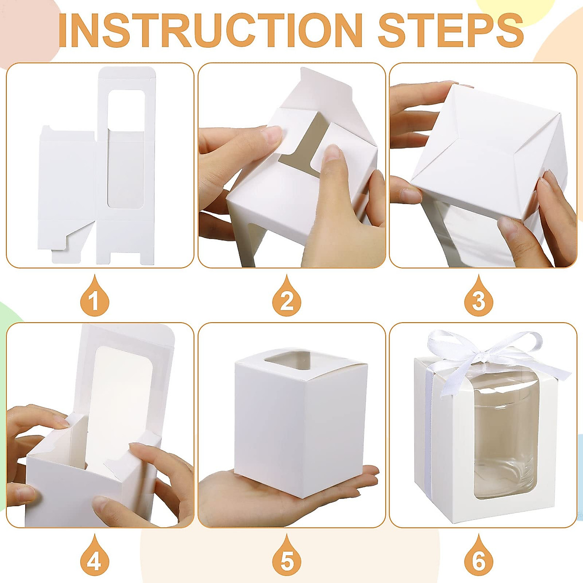 50 Set Wine Glass Gift Box Glassware Display Box Favor Boxes with Clear Window 9 oz Stemless Wine Glass Storage Box for Wedding Bridal Shower Baby Shower Birthday Parties Favors (White)