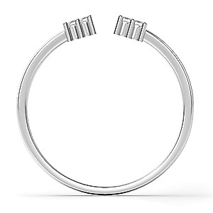 Kobelle Sz 10.0 Solid 10K White Gold Diamond Wedding Stackable Open Ring