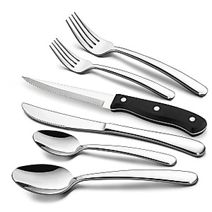 49-Piece Silverware Set with Flatware Drawer Organizer, HaWare Heavy Duty Stainless Steel Cutlery Set for 8, Kitchen Utensils Tableware with Steak Knife Dinner Fork Knife Spoon & Tray, Mirror Finished