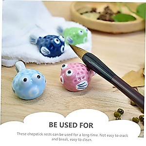 HEMOTON 6pcs Puffer Fish Chopstick Rest Ceramic Spoon Decorative Chopstick Rest Paint Brush Holder Household Decor Chopsticks Stand Pillow Decor Japanese Decor Modeling Ceramics