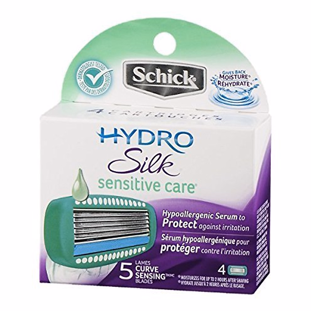 Schick Hydro Silk Sensitive Care Curve Sensing Blades, 4 counts