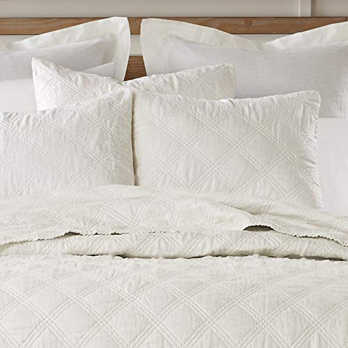 Levtex Home - 100% Linen Front/100% Cotton Back - King Quilted Sham - Washed Linen - Cream - Sham Size (36 x 20in.)