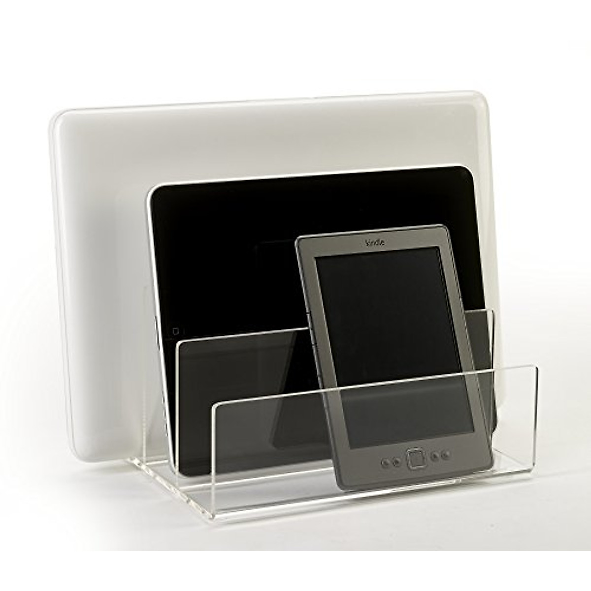 Unum Crystal Clear Acrylic Desktop File Sorter Holder - Lucite Mail, Paper, Folder, Letter Organizer – Makeup Palette Organizer - Thick Cast Acrylic 9" x 6.75" x 6.5"