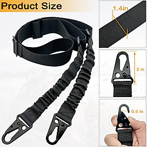 DDOUT 2 Point Rifle Sling Strap with Hooks, Durable 1.5 inch Webbing Gun Sling with All-Metal Hardware, Black