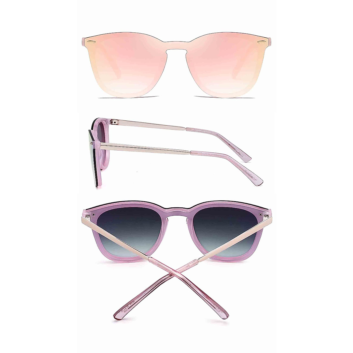 JIM HALO Trendy Rimless Mirrored Sunglasses Reflective Sun Glasses for Women Men (Pink/Mirror Pink)