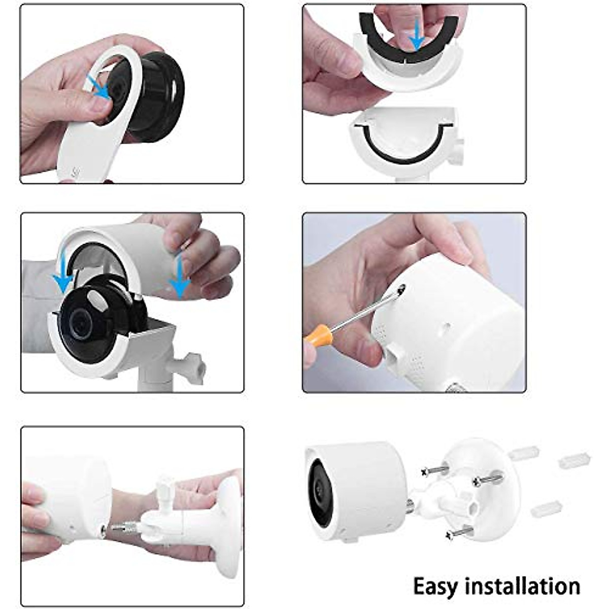 Wall Mount + Weatherproof Case for YI Home Camera - by Koroao - Indoor/Outdoor Security Bracket More Stable and Flexible (1-Pack, White)