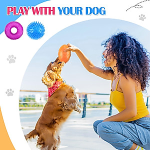 Silipull 4 Pcs 4.5'' Spiky Squeaker Football Dog Toy for Medium Large Dogs Spiky Dog Balls Puppy Chew Toys for Aggressive Chewers Spiky Ball Dog Toy Fetch Toys for Training (Fresh,Multicolored)