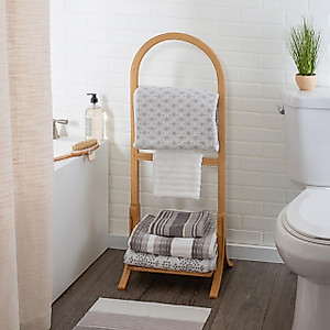 Organize It All Bamboo Free Standing Towel Rack | 2 Tiers | Storage Shelf | Bathroom Organization | Eco-Friendly | Easy to Assemble