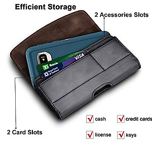 Takfox Phone Holster for Samsung Galaxy S23 Ultra S22 Plus S22 S20 FE S10 Note 20 Ultra Note 10 Plus A12 A13 A14 A02S A03S A04S A23 A32 A42 iPhone 14 Pro Max Leather Belt Holster Pouch Holder,Black