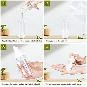 ASEVAT 12 Pcs Empty Foaming Pump Dispenser, 2 oz Transparent FoamSpray Bottle for Hand Soap Shampoo Lash Cleanser Packaging Liquid Cleaning (Clear)