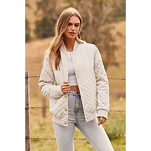 PRETTYGARDEN Womens Fall Fashion Jacket Long Sleeve Button Down Trendy Casual Outerwear Clothes Winter Coats with Pockets (Beige,Small)