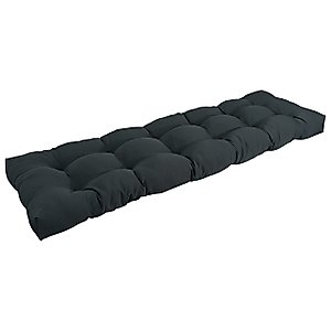 Blazing Needles Twill Tufted Bench Cushion, 55" x 19", Black