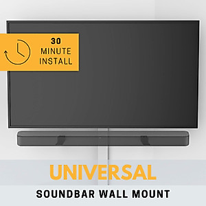 Universal Soundbar Wall Mount Bracket, Adjustable, Compatible with Most Brands, Includes All Mounting Hardware, Black