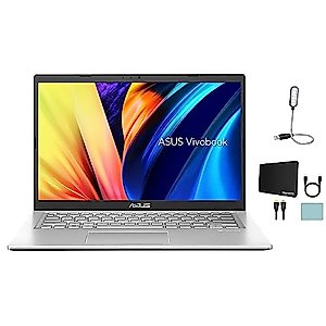 ASUS Vivobook 14" HD LED Laptop Computer, 11th Gen Intel Core i3-1115G4, 12GB Memory, 128GB SSD, Intel UHD Graphics, Camera, Windows 11 Home, Silver + Accessories