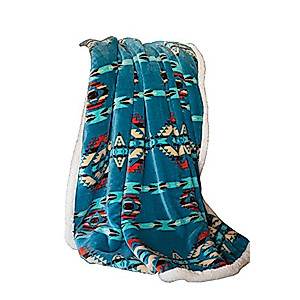 Carstens Soft Sherpa Plush Throw Blanket, Turquoise Southwest, 54" x 68" (JP528)