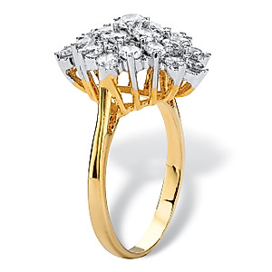 PalmBeach Yellow Gold-Plated Round Cubic Zirconia Marquise Shaped Cluster Ring Sizes 6-10 Size 7