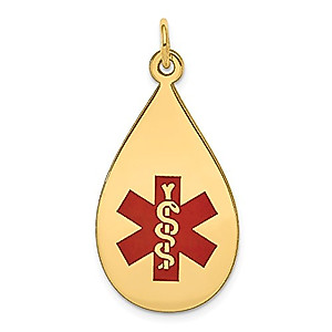 14k Yellow Gold Medical Alert Necklace Charm Pendant Fine Jewelry For Women Gifts For Her