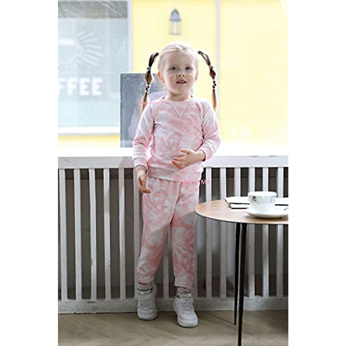 HAPPYMA Toddler Baby Girl Pants Sets Solid Color Long Sleeve Blouse Top + Pants Fall Outfits 2PCS Winter Newborn Clothes (Tie-dye: Pink, 18-24 Months)