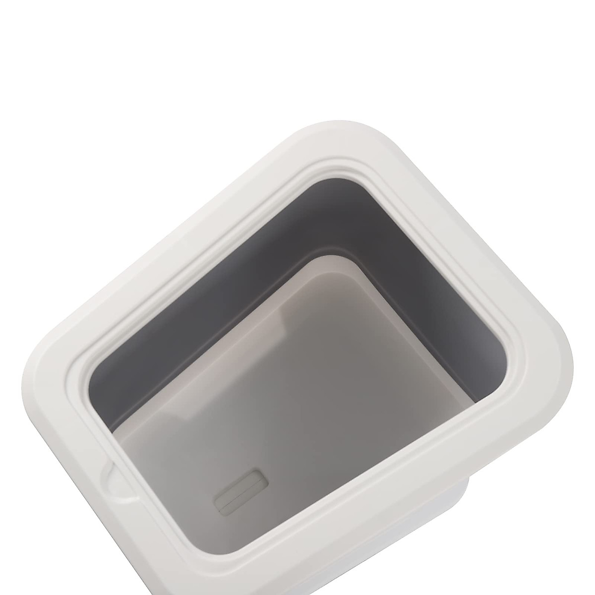 KenSyuInt Rice Dispenser, Collapsible Rice Dispenser, Grain Dispense,Stacked Grain Tank with Transparent Lid, Fresh Food Storage Bin fot Home Kitchen,Grey White(26lbs)