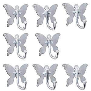 haowei Butterfly Hook Coat Hooks for Door, 8 Pack Stainless Steel Robe Hooks for Clothes, Hats, Kitchen, Bathroom - Universal Design for Easy Installation and Organization