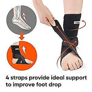 NEOFECT Drop Foot Brace Black Right AFO Ankle Brace for Walking, Stroke Recovery Equipment, Soft Night Splint for Foot Drop