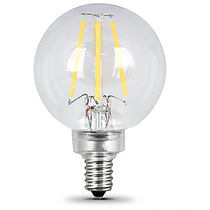 Feit Electric - Decorative Clear Glass Filament LED Dimmable 40W Equivalent Soft White (2700K) Globe Bulb, Pack of 2 (BPG1640/827/LED/2)