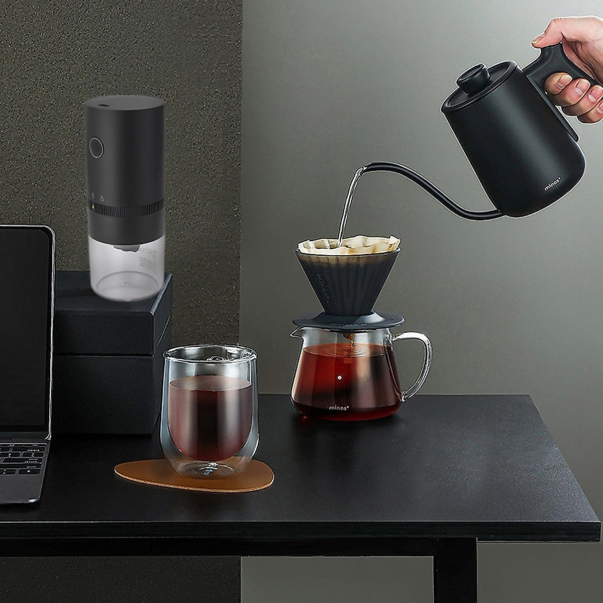 Portable Burr Coffee Grinder Small - Coffee Bean Grinder Electric with Multi Grind Settings for French Press, Cold Brew, Moka Pot, Pour-Over, Espresso Machine