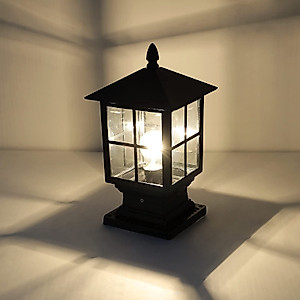 SLAWA Outdoor Post Light Fixture, Modern Outdoor Column Lights IP54 Waterproof Aluminum Pillar Lights Outdoor Lighting for Yard Garden Patio Path, with Clear Glass Shade