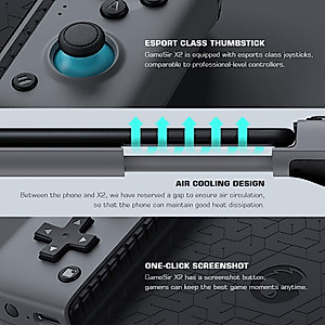 GameSir X2 Bluetooth Mobile Gaming Controller,Phone Controller for Android and iOS,Wireless Mobile Game Controller Grip Support Xbox Game Pass, xCloud, Stadia, Vortex and More