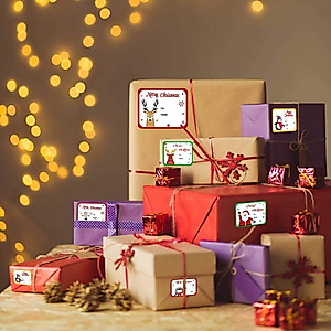 LOKIPA Christmas Self Adhesive Gift Tag Stickers, 120 Pieces Xmas Present Name Labels for Gifts