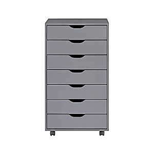 Debbie 7-Drawer Office Storage File Cabinet on Wheels, Mobile Under Desk Filing Drawer Unit, Craft Storage Organization for Home, Office by Naomi Home - Gray