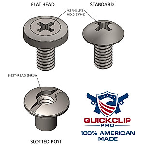 1/8" Black Chicago Screws & Binding Posts Fasteners for Leather Straps/Belts, Kydex Holster/Sheath Repair or Rivet Parts Replacement, Thru Hole Open Slot Design. Made in USA (10 Pack, Flat Head)