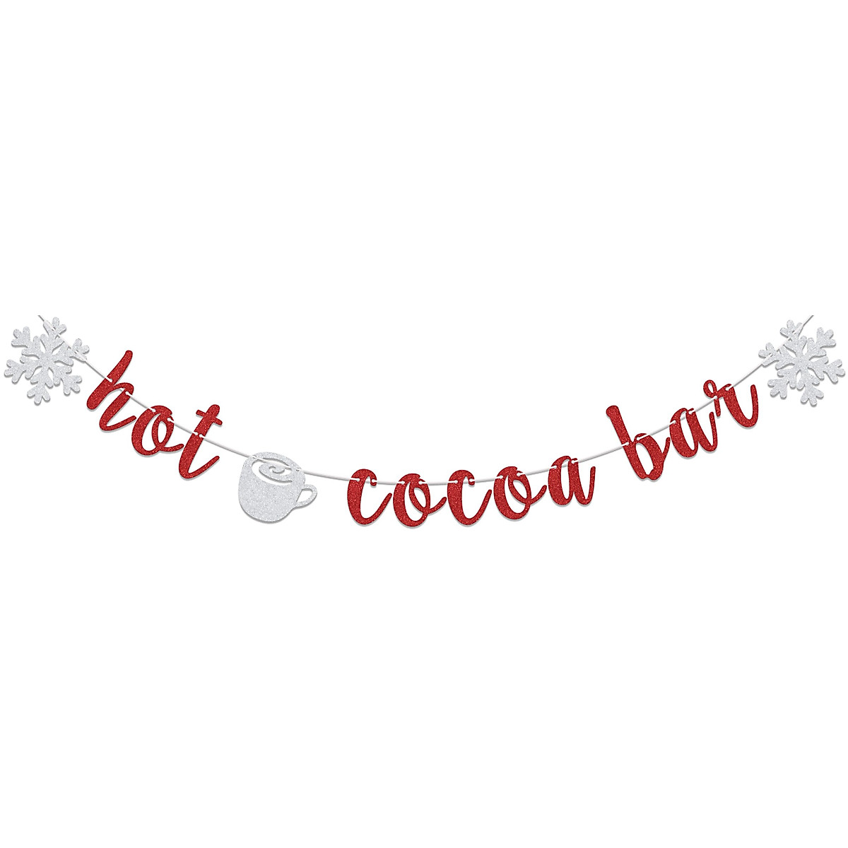 Hot Cocoa Bar Banner, Hot Chocolate Bar Decorations, Hot Cocoa Bar Decorations, It’s Cold Outside Bar Sign, Wintertime Holidays Christmas Party Decor Red Silver