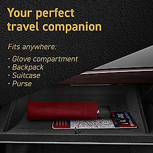 EEZ-Y Travel Umbrellas for Rain - Wind Resistant w/Open Close Button - Marsala