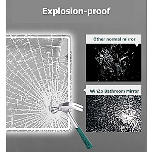 WinZo 30"x20" LED Bathroom Vanity Mirror with Adjustable Lights Wall Mounted Anti-Fog Waterproof, Horizontal Installation