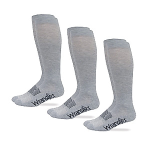 Wrangler Men's Western Boot Socks (Pack of 3),Grey,Sock Size:X-Large(12-15)/Shoe Size: 12-16