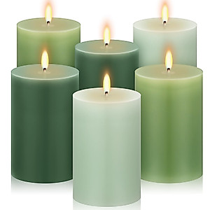 Conelist Set of 6 Set of 6 Pillar Candles 2 x 3 Inch Unscented Column Candles Colored Candles for Christmas Wedding Relaxation Spa Church Holiday Gift Dinner Table Home Decor (Gradient Green)