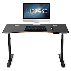 Birsppy Height Adjustable Desk Electric Standing Desk Home Office Desk Dual Motor Black (Frame Only)