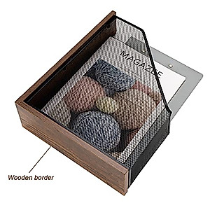 ASIFMTHOT Antique Wooden Magazine File Holder，File Folder Organizer-Document Rack for Office/Home/School（Balck）