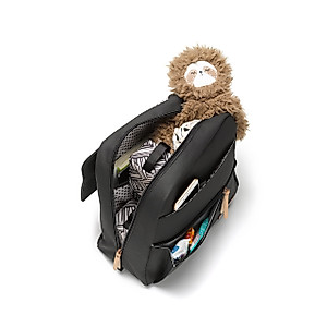 Petunia Pickle Bottom Meta Backpack, Diaper Bag for Parents, Comfortable, Spacious, Sleek, On-The-Go Moms and Dads, Black Matte Canvas