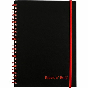 Black n' Red Twin Spiral Poly Cover Notebook, Medium, Black, 70 Ruled Sheets, Pack of 1 (C67009)