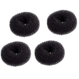 4 Pack Extra Small Hair Bun Maker Mini Chignon Hair Doughnut Shaper Hair Donut Sock Bun Form for Kids, Girls, Short and Thin Hair (Small Size 2.4 Inch, Black)